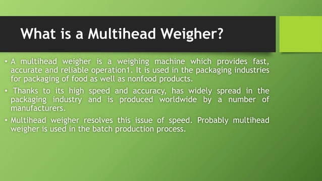 Microcontroller based multihead weigher | PPT