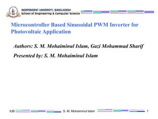 Microcontroller based sinusoidal pwm inverter for photovoltaic application | PPTX