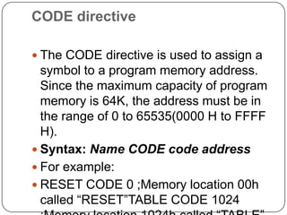 Microcontroller directives | PPTX
