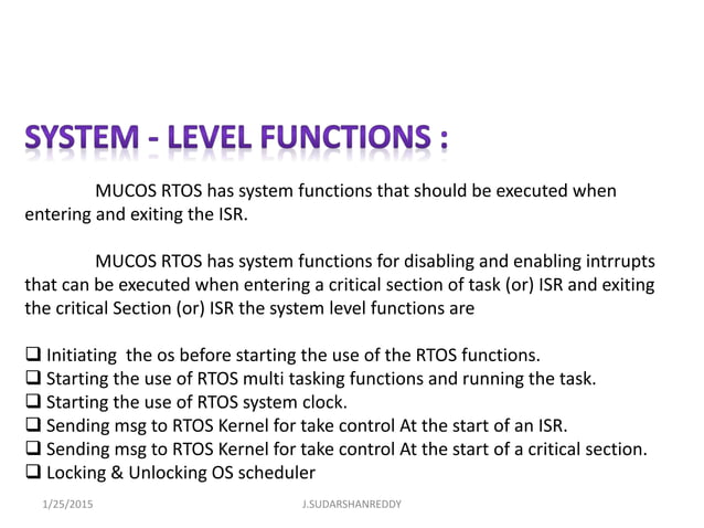 RTOS MICRO CONTROLLER OPERATING SYSTEM-2 | PPT