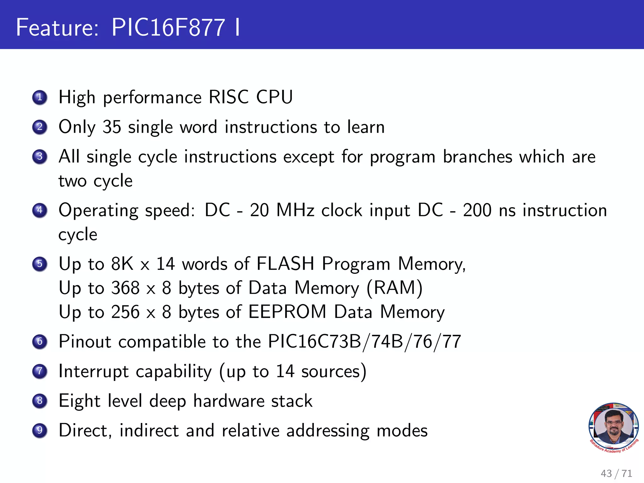 Microcontroller pic 16f877 architecture and basics | PDF