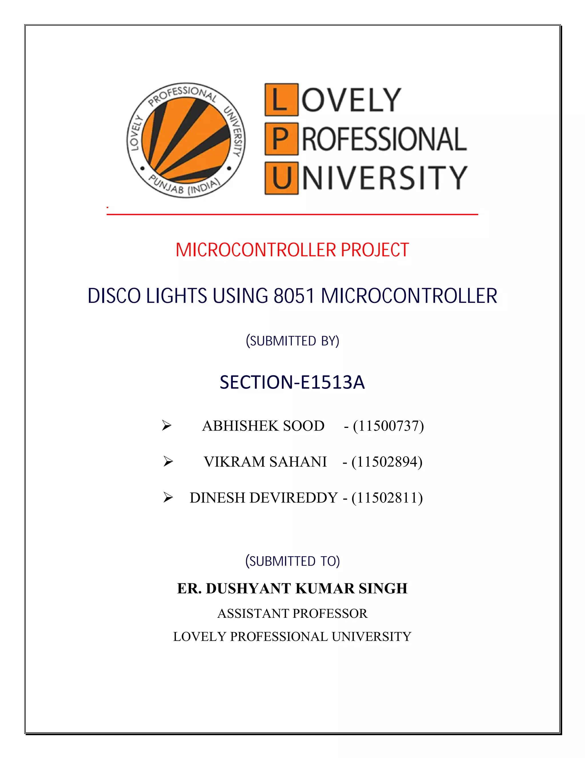 Microcontroller Project Pdf