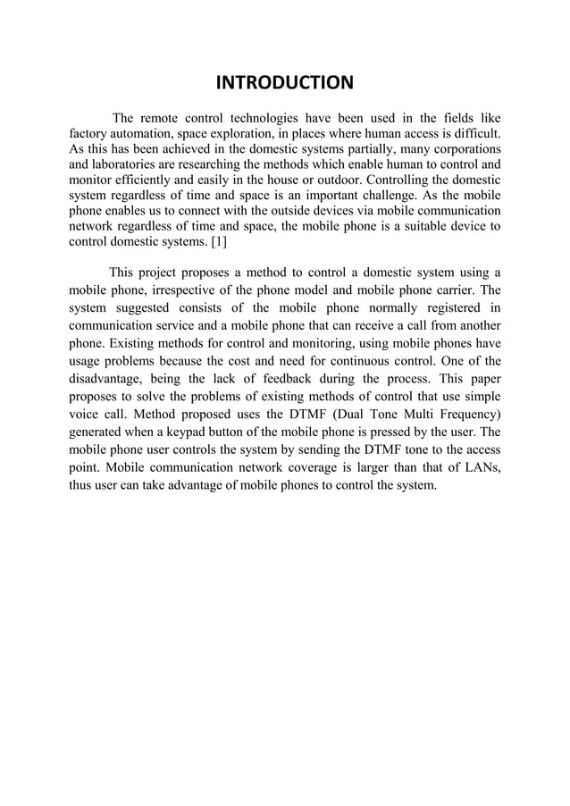 Microcontroller remote controlling project | DOCX