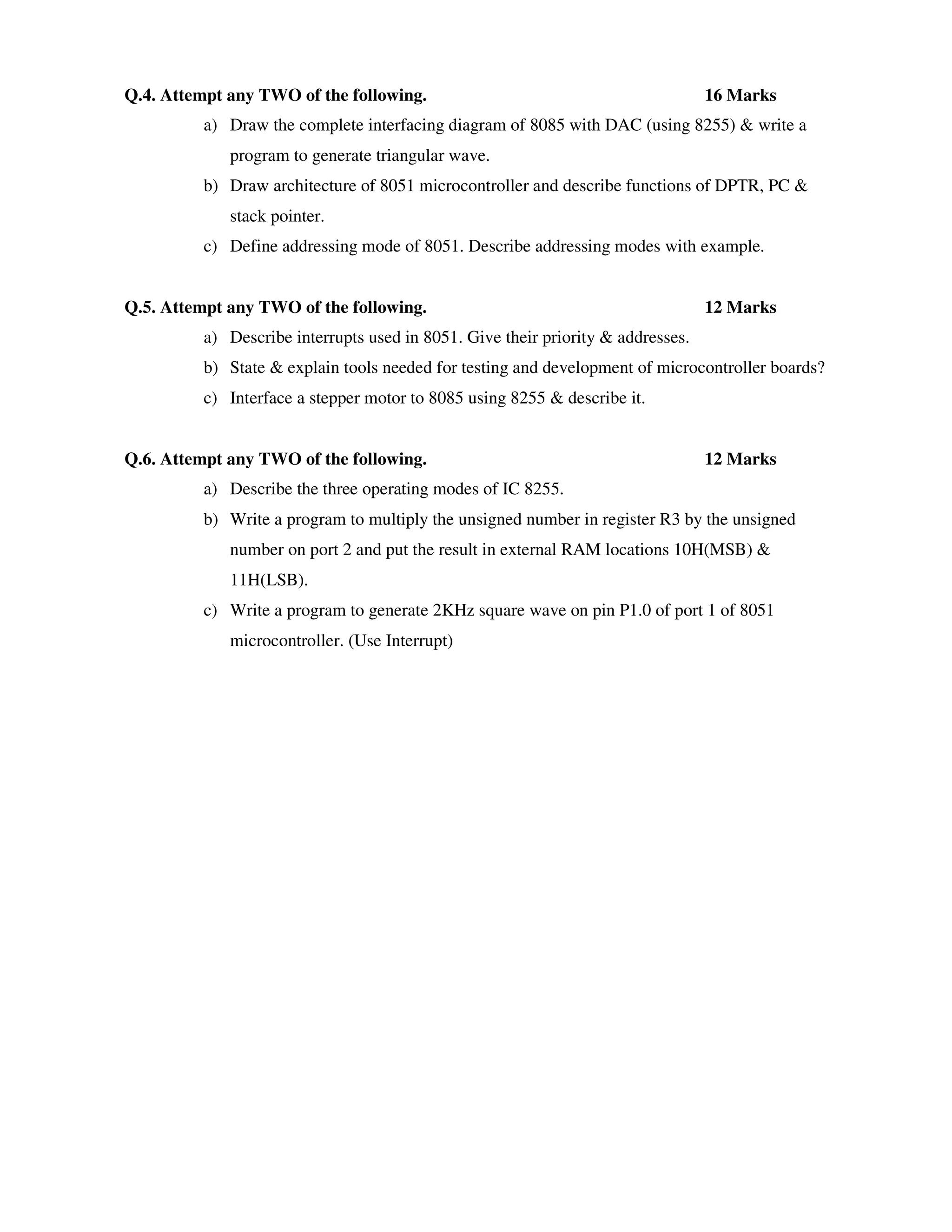 Microcontrollers 80 Marks Sample Question Paper | PDF