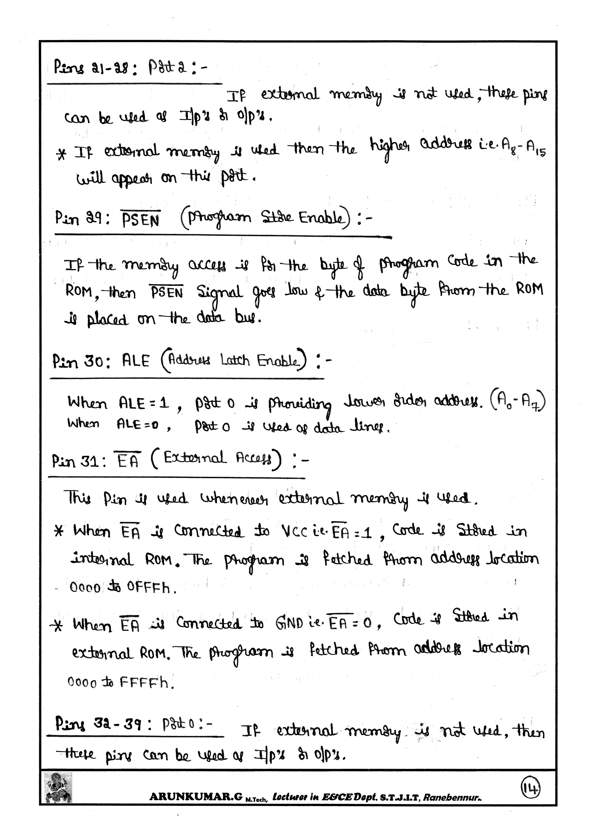 Microcontrollers(8051) Notes written by Arun Kumar G, Associate ...