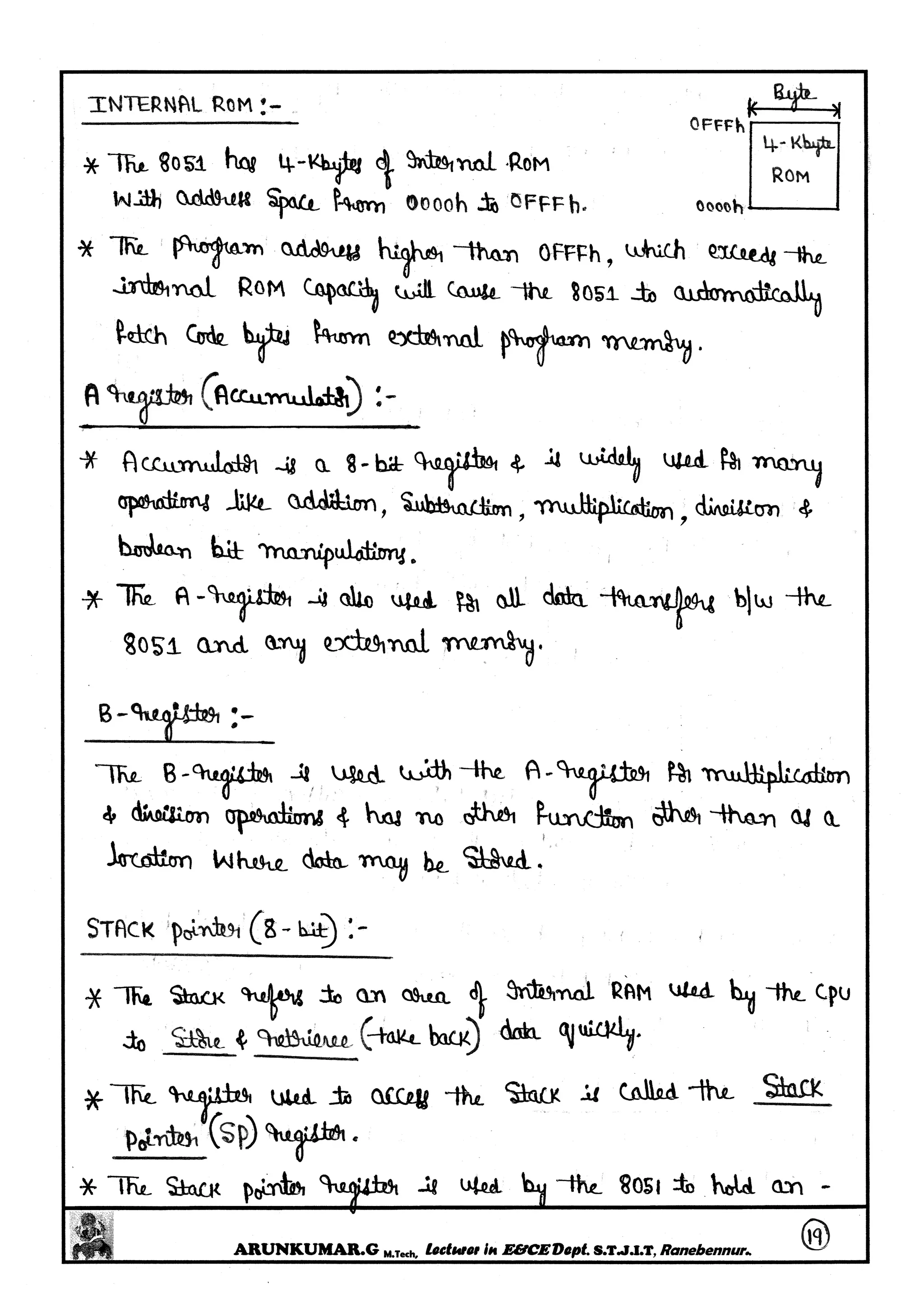 Microcontrollers(8051) Notes written by Arun Kumar G, Associate ...