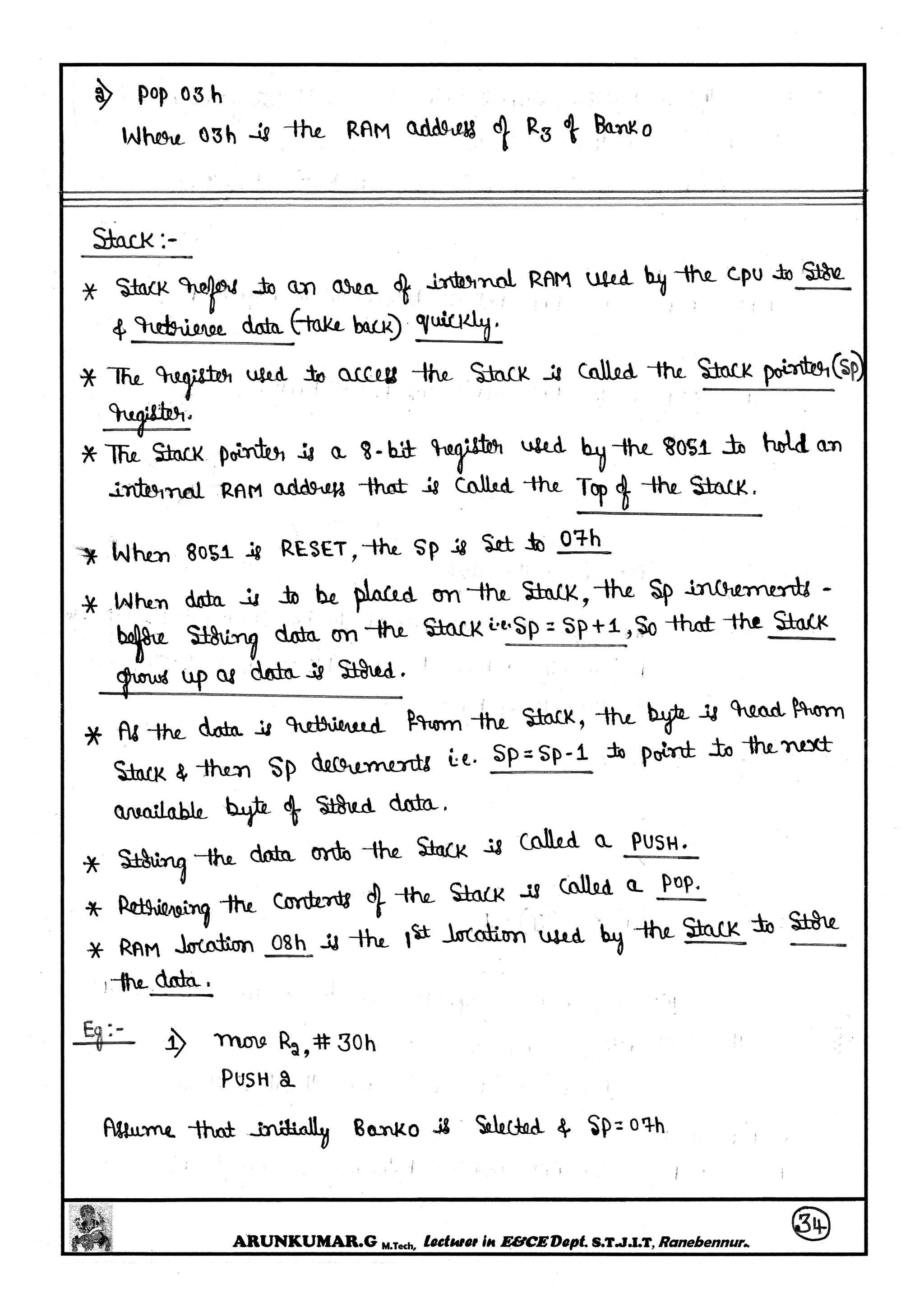 Microcontrollers(8051) Notes written by Arun Kumar G, Associate ...