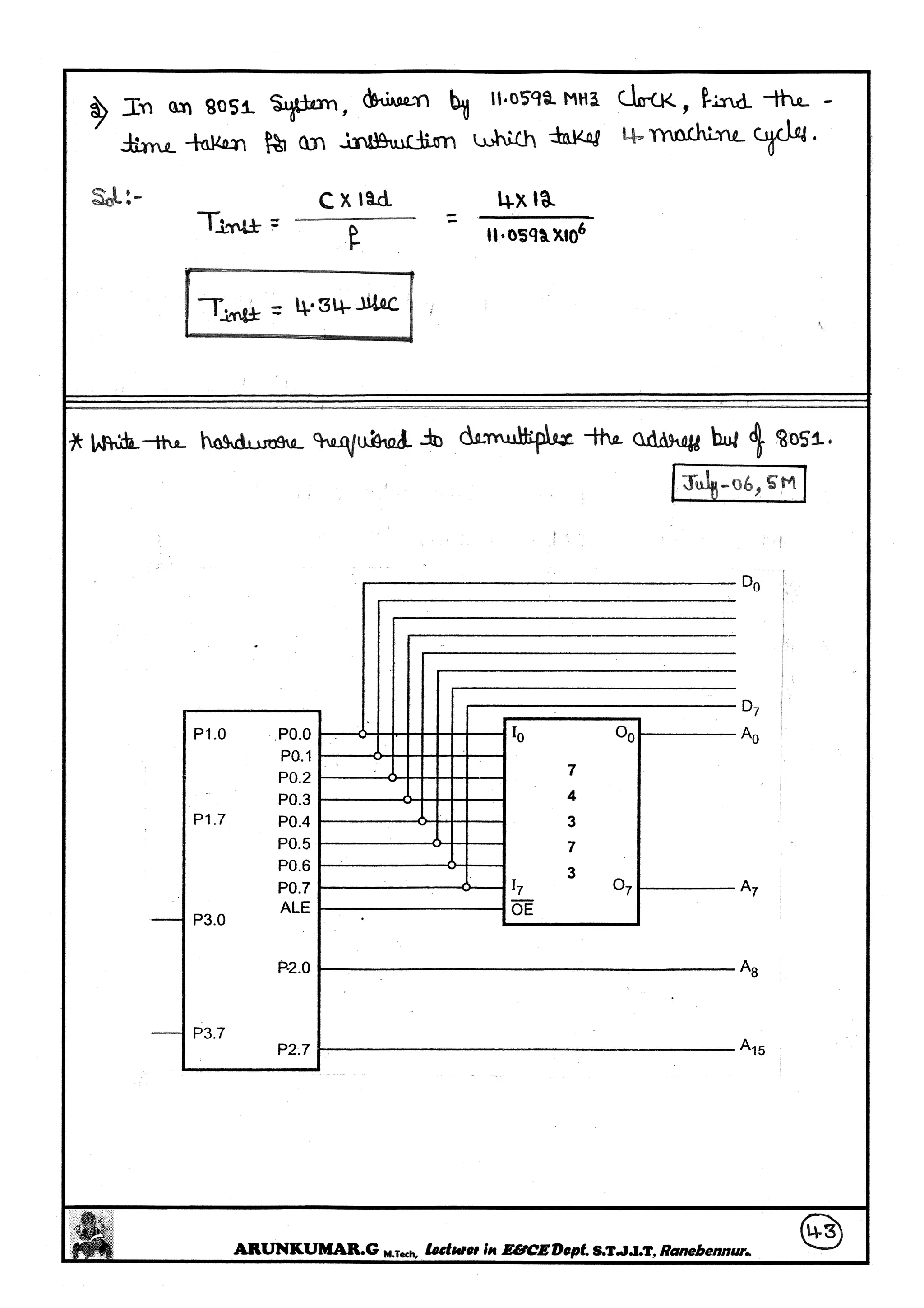 Microcontrollers(8051) Notes written by Arun Kumar G, Associate ...