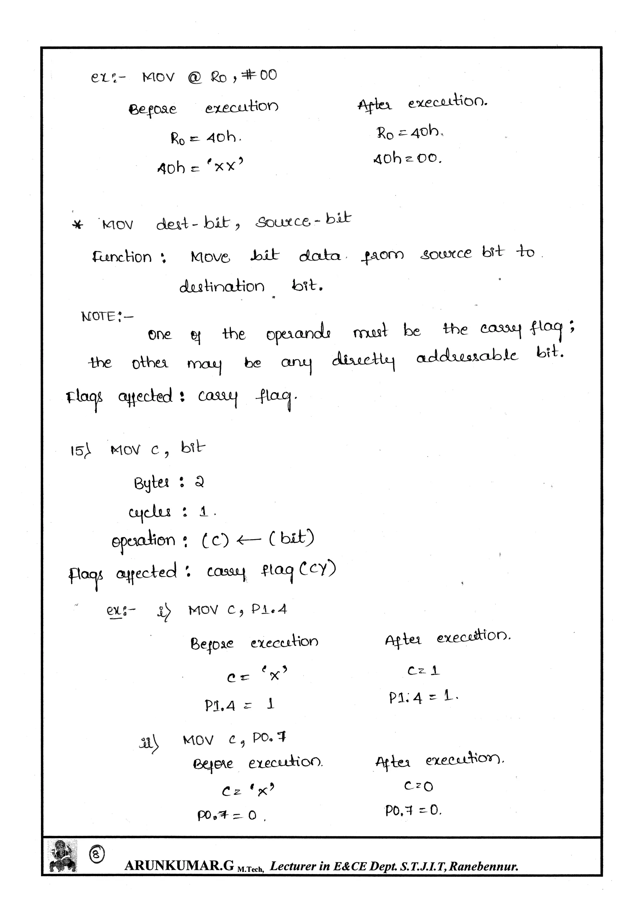 Microcontrollers(8051) Notes written by Arun Kumar G, Associate ...