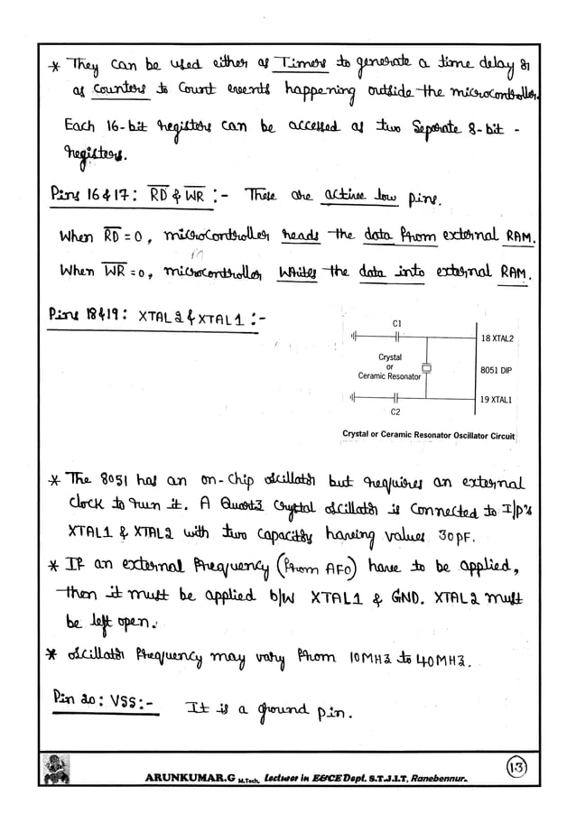 Microcontrollers(8051) Notes written by Arun Kumar G, Associate ...