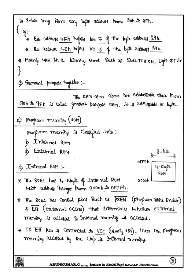 Microcontrollers(8051) Notes written by Arun Kumar G, Associate ...