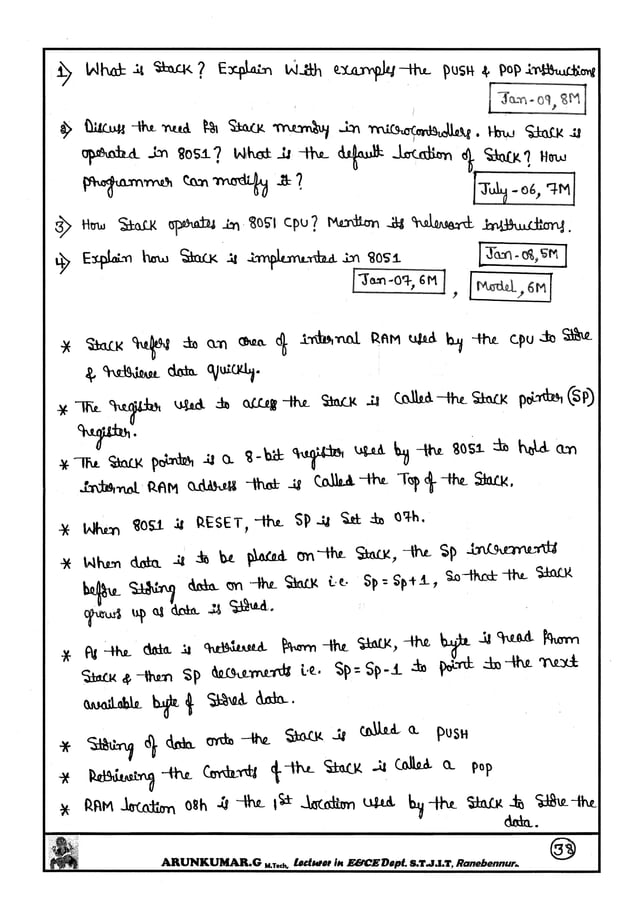 Microcontrollers(8051) Notes written by Arun Kumar G, Associate ...