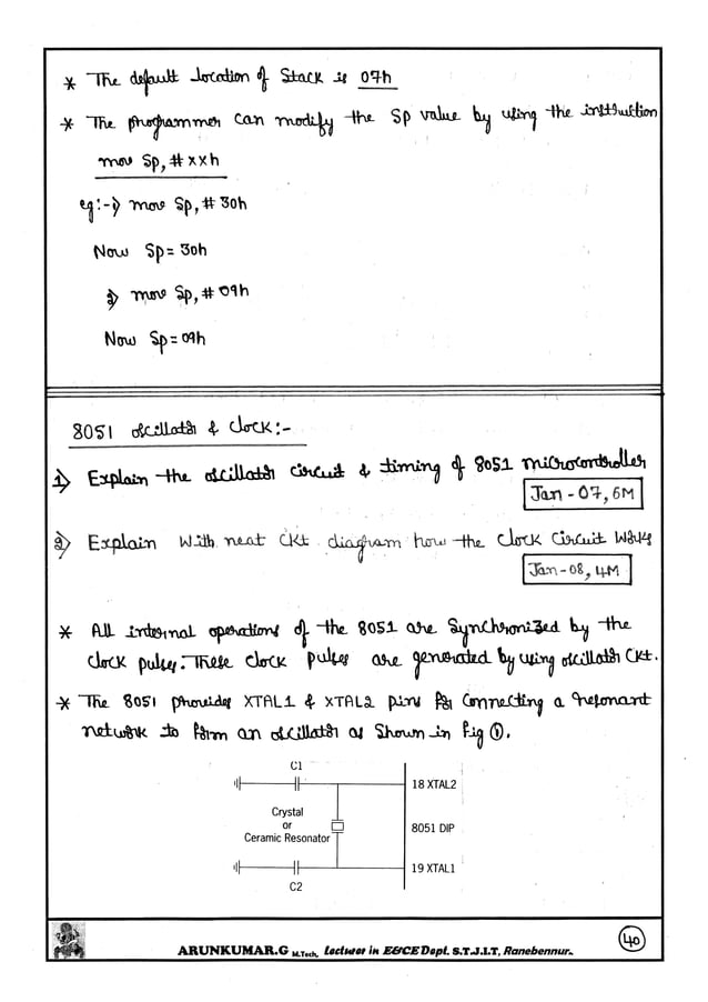 Microcontrollers(8051) Notes written by Arun Kumar G, Associate ...
