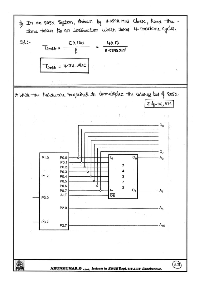 Microcontrollers(8051) Notes written by Arun Kumar G, Associate ...