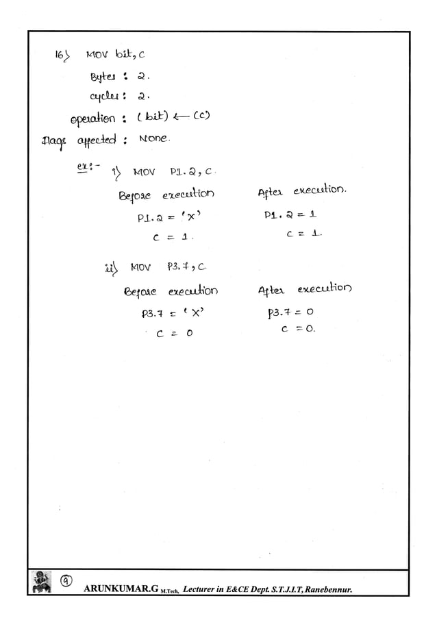 Microcontrollers(8051) Notes written by Arun Kumar G, Associate ...