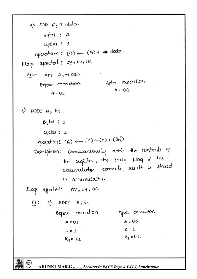 Microcontrollers(8051) Notes written by Arun Kumar G, Associate ...
