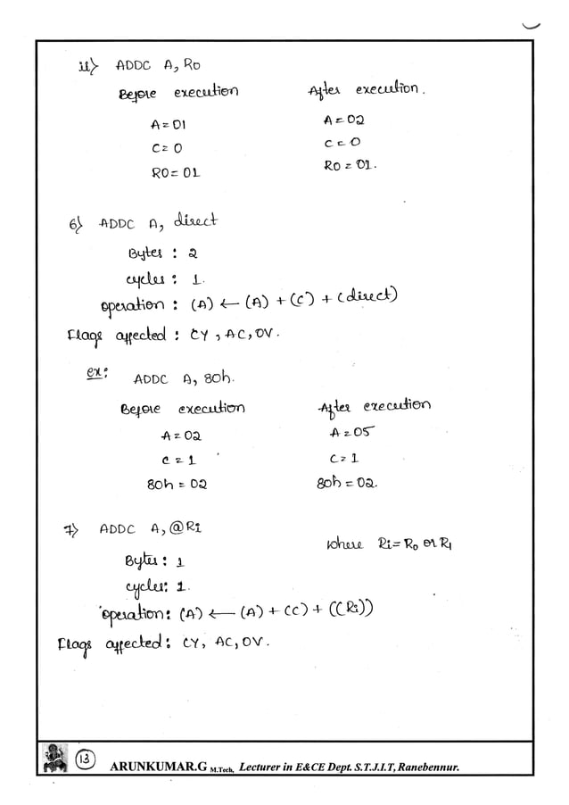 Microcontrollers(8051) Notes written by Arun Kumar G, Associate ...
