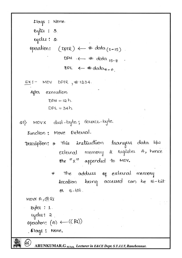 Microcontrollers(8051) Notes written by Arun Kumar G, Associate ...