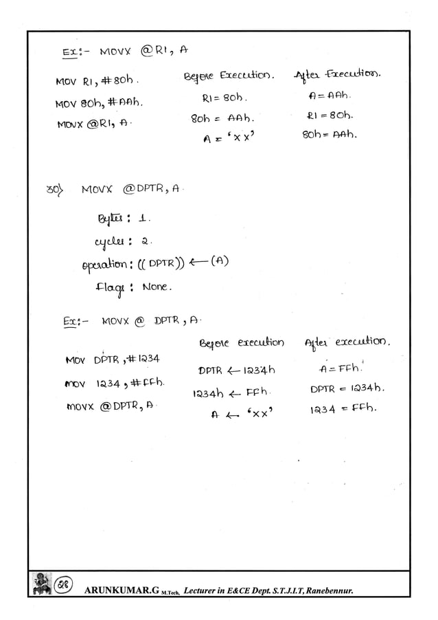 Microcontrollers 8051 Notes Written By Arun Kumar G Associate Professor Dept Of Eandc Stjit