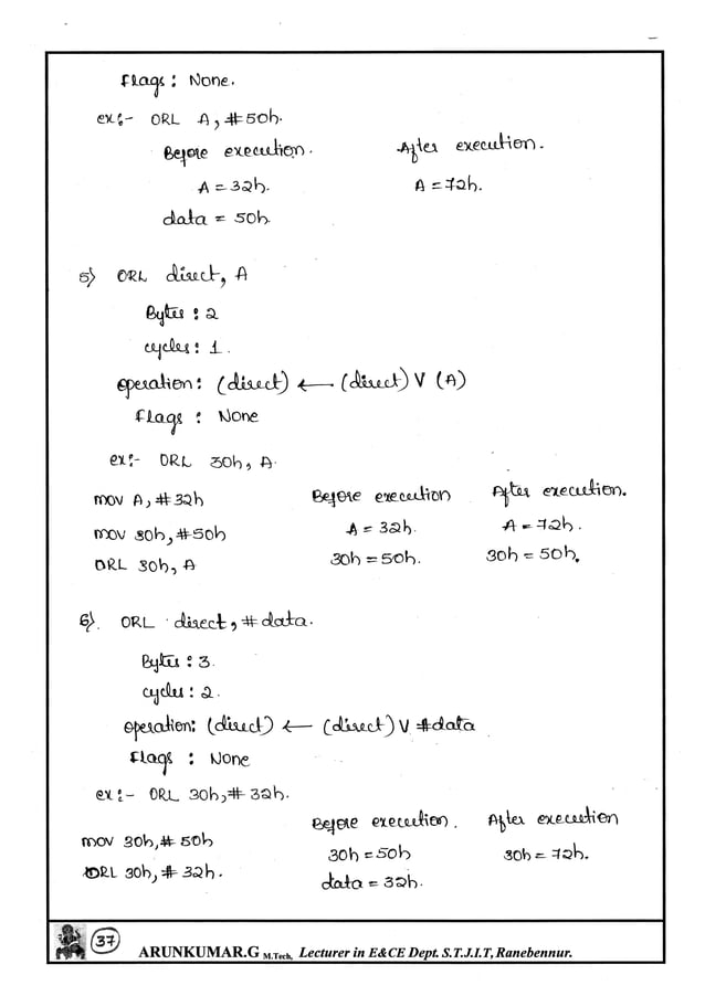 Microcontrollers(8051) Notes written by Arun Kumar G, Associate ...