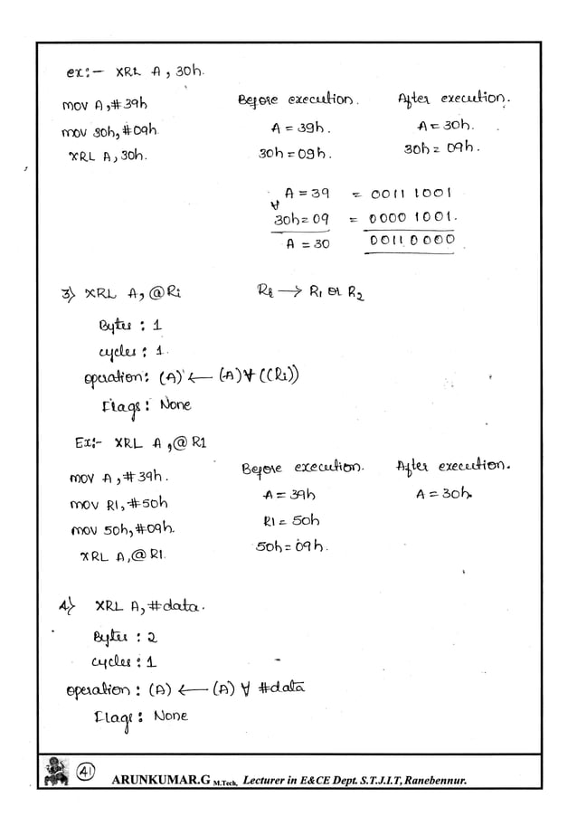 Microcontrollers(8051) Notes written by Arun Kumar G, Associate ...