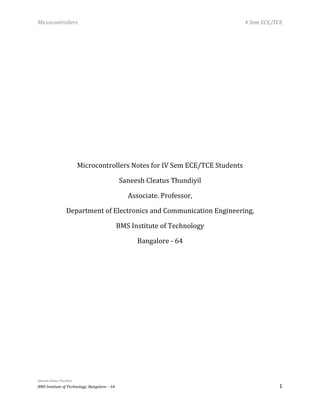 Microcontrollers 8051 MSP430 notes | PDF