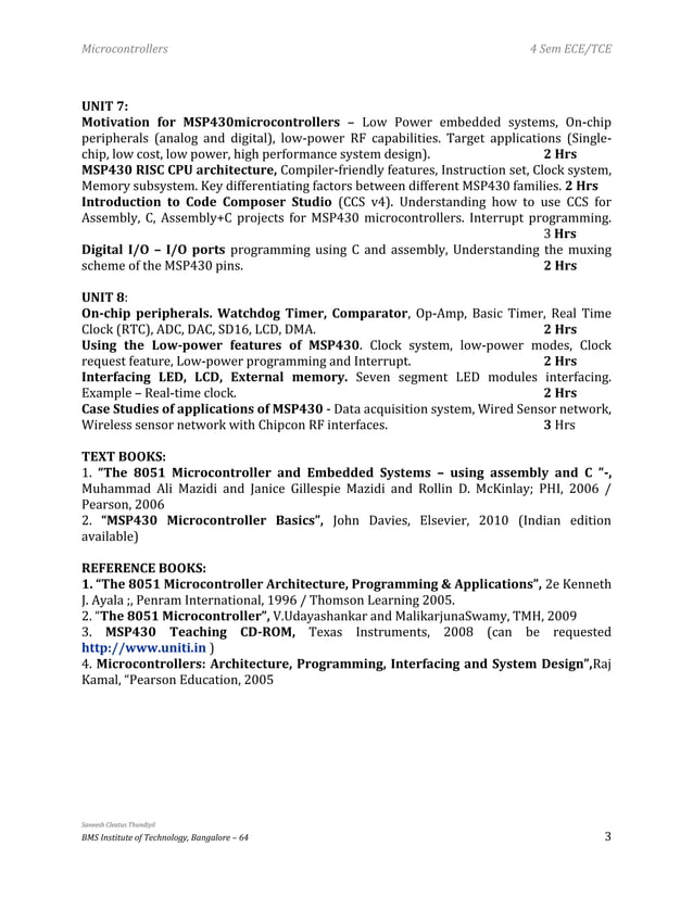 Microcontrollers 8051 MSP430 notes | PDF | Operating Systems | Computer ...