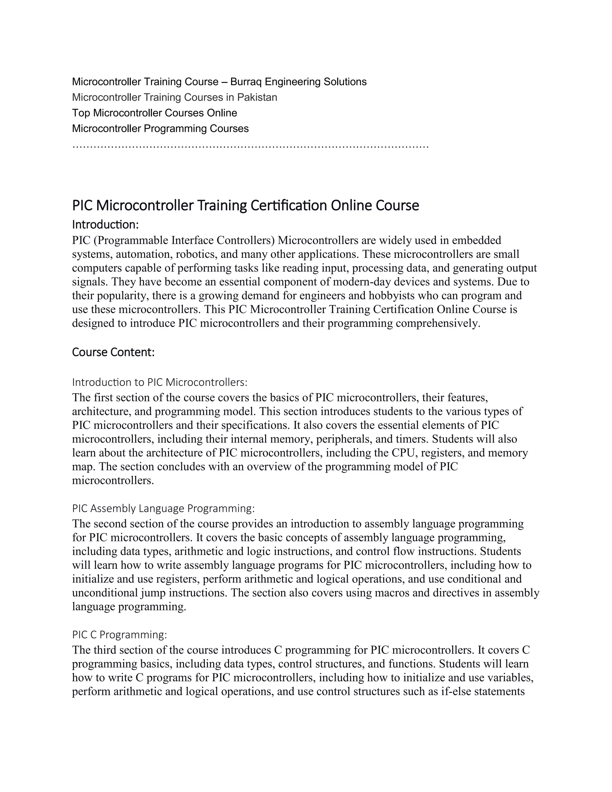 Microcontroller Training Coursedocx Programming Languages Computing