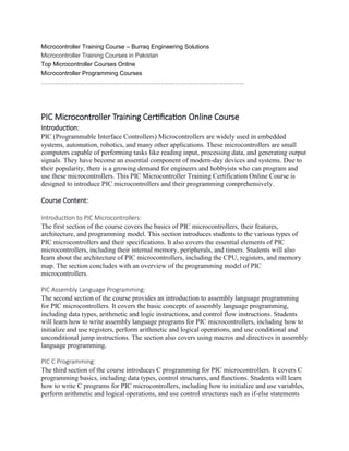 Microcontroller Training Course.docx | Programming Languages | Computing