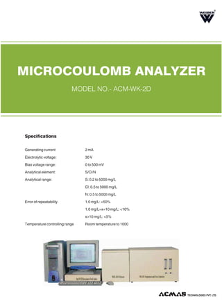 Micro Coulomb Analyzer by ACMAS Technologies Pvt Ltd. | PDF
