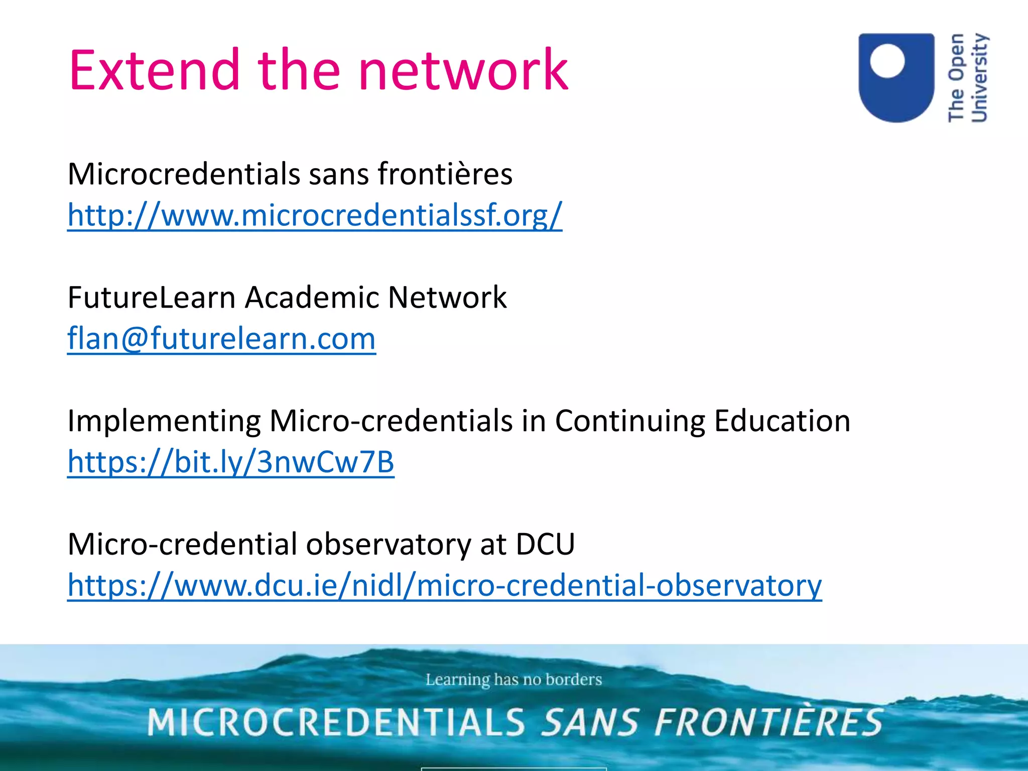 Microcredentials at The Open University | PPTX | Postgraduate Education | College Education