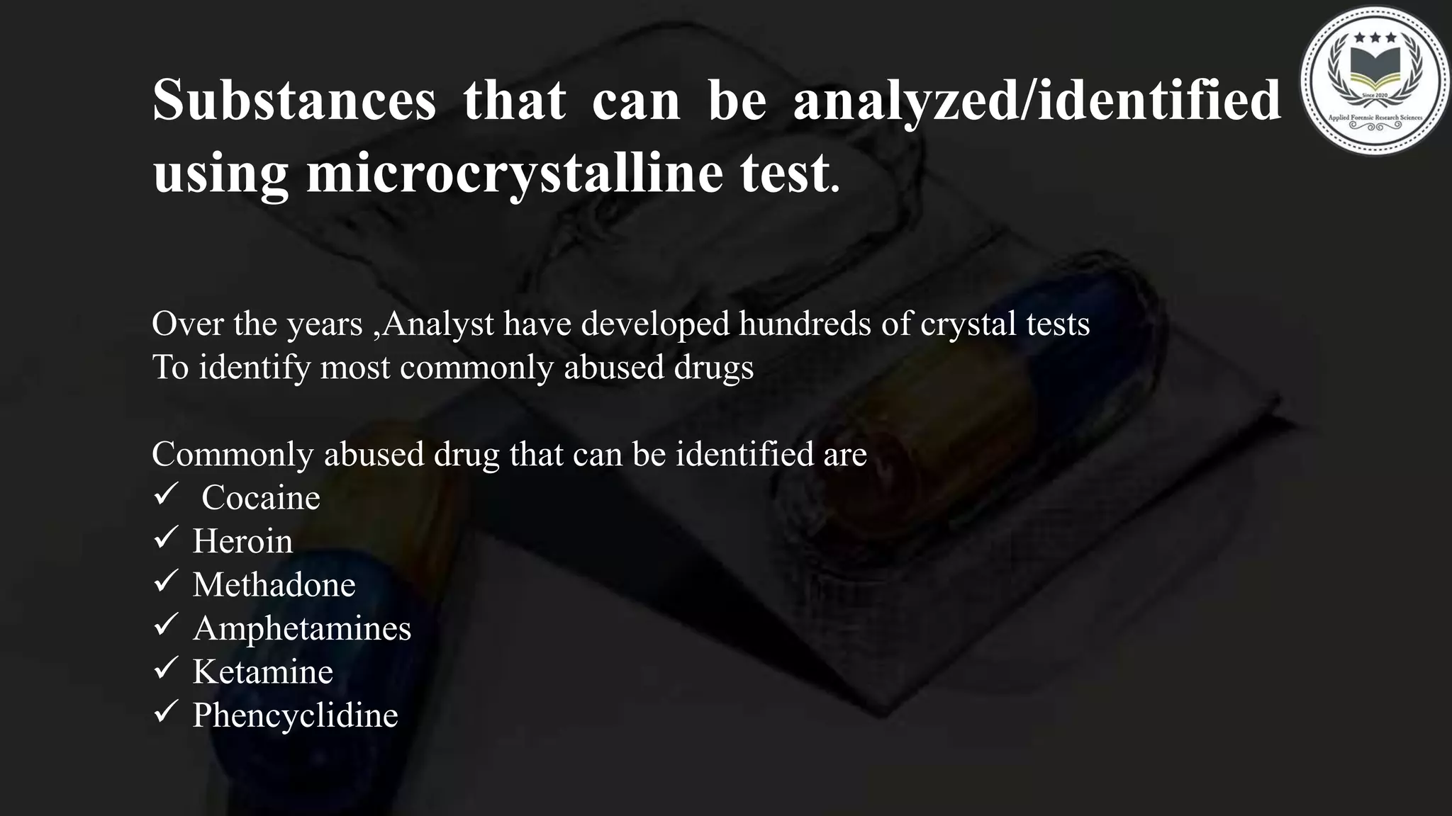 Microcrystalline Test for drugs | PPTX