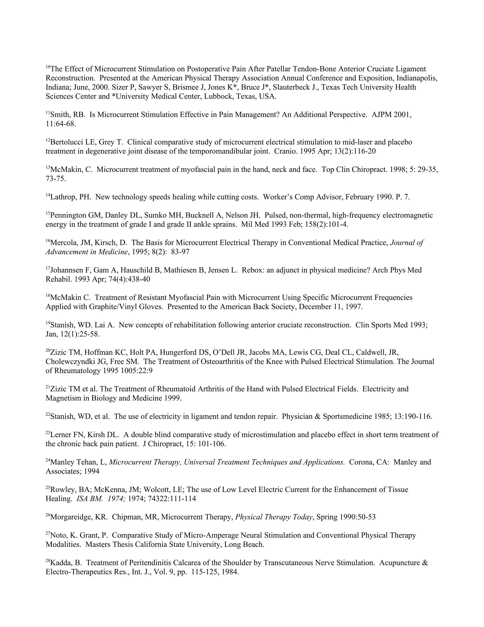 Microcurrent Electrical Therapy Clinical Proof Of Concept | DOC