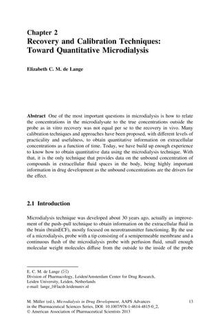 Microdialysis in drug development | PDF | Chemistry | Science