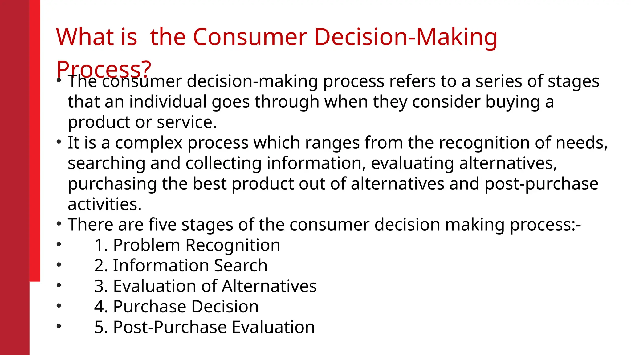 the 5 stages of consumer decision making process | PPTX
