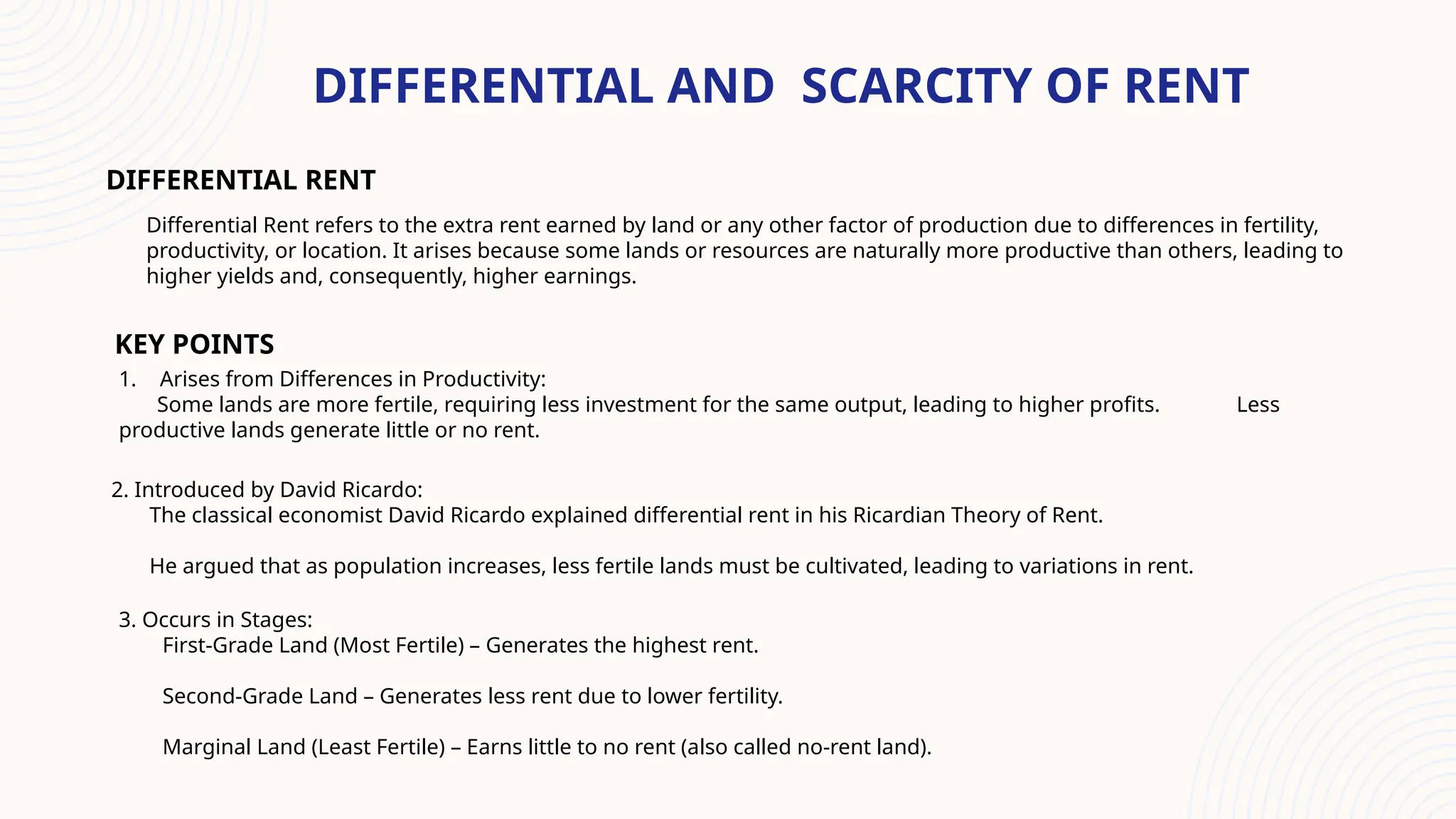 MICROECONOMICS: RENT AND THEORIES OF RENT | PPTX