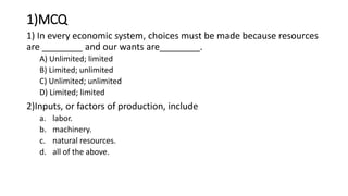 Microeconomics Tutorials #1 | PPT