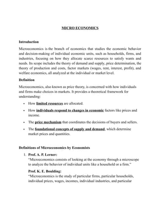 MICRO ECONOMICS, IT'S SCOPE, AND IMPORTSNCE | DOCX