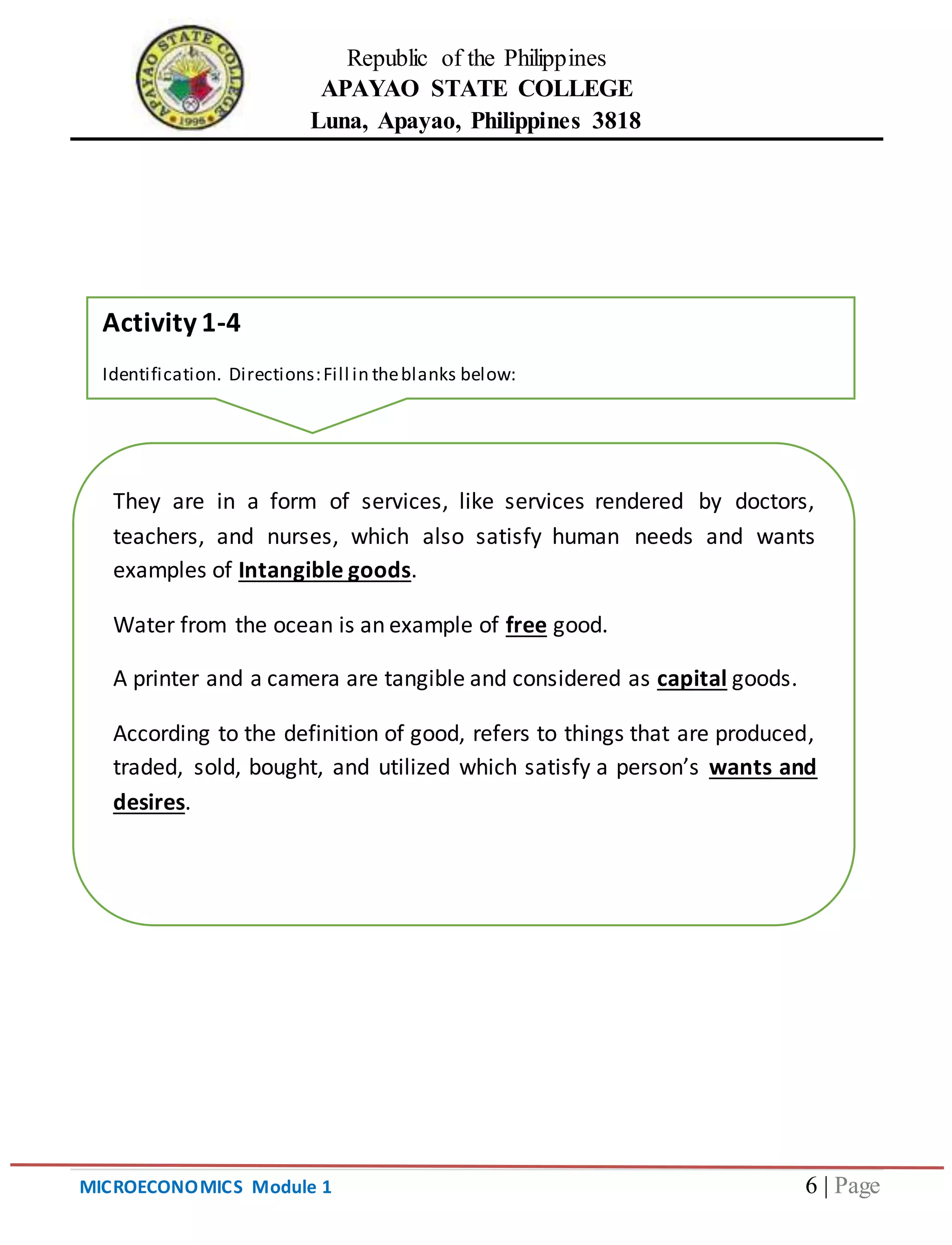 Microeconomics activity 1 | DOCX