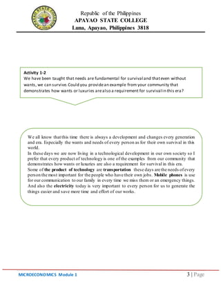 Microeconomics activity 1 | DOCX | Business | Business and Finance