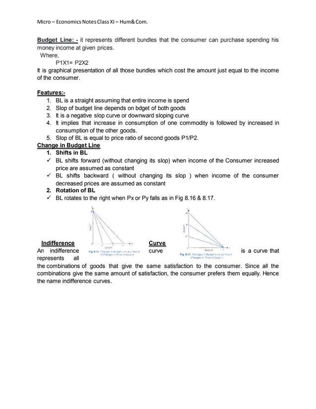Micro Economics class XI Consumer Equilibrium | DOCX