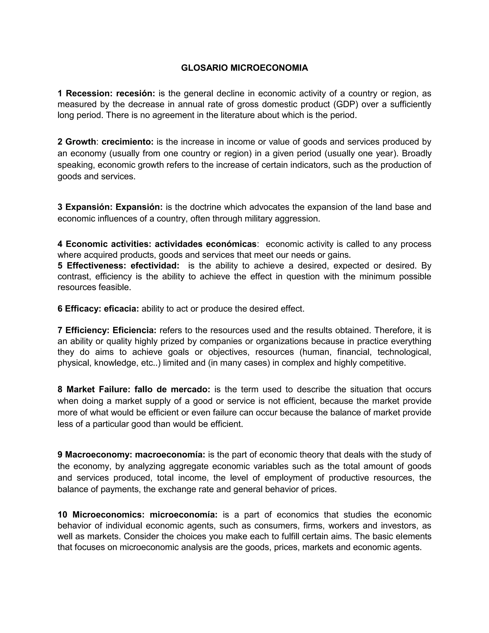 Microeconomics glossary | PDF