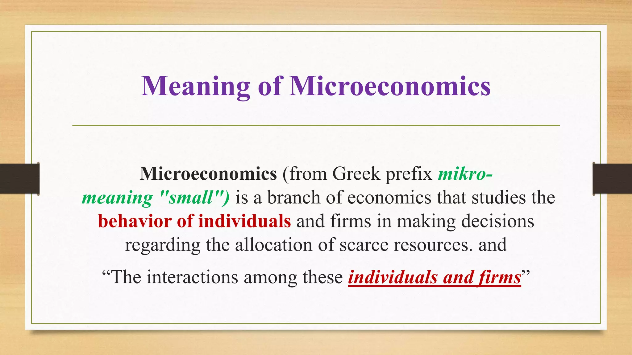 Microeconomics meaning, definition nature and scope | PDF