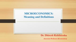 Microeconomics meaning, definition nature and scope | PDF