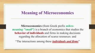 Microeconomics meaning, definition nature and scope | PDF