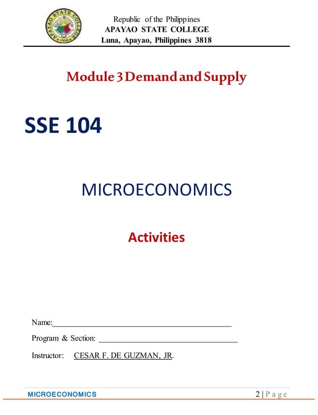 MICROECONOMICS MODULE ON DEMAND AND SUPPLY | PDF