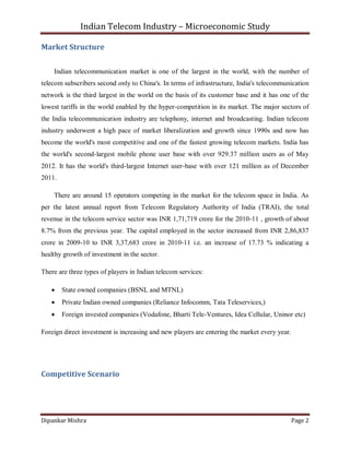 Micro economic study of Indian telecom industry | PDF