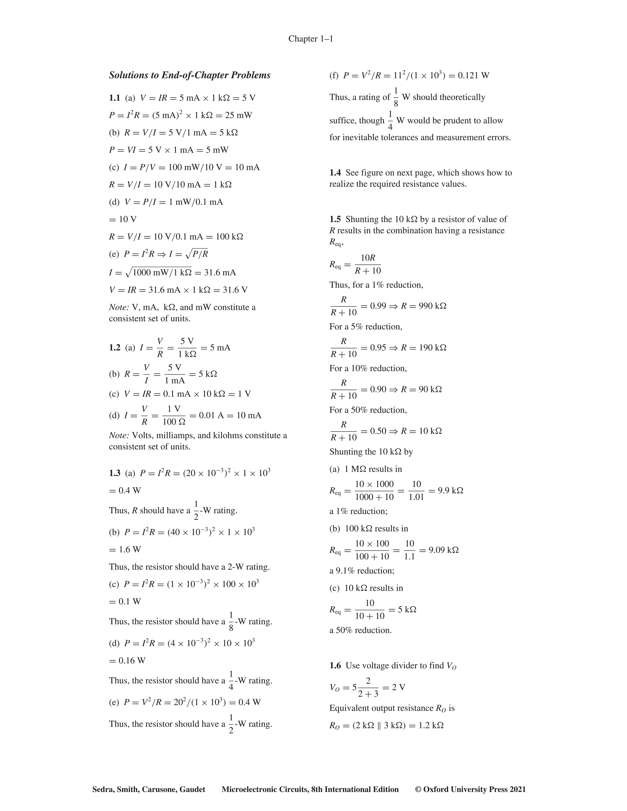 Solutions for Problems in Microelectronic Circuits, 8th International Edition – Sedra & Smith | PDF