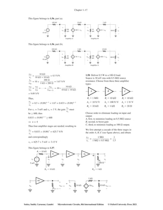 Solutions for Problems in Microelectronic Circuits, 8th International Edition – Sedra & Smith | PDF