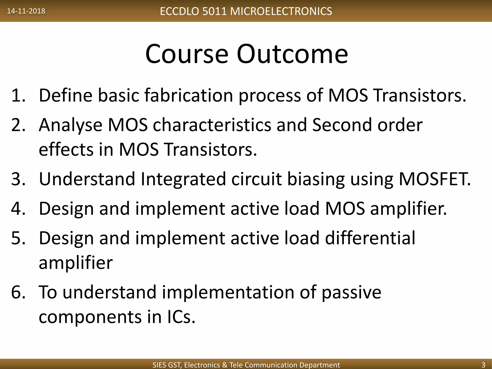 Microelectronics Basics | PPTX